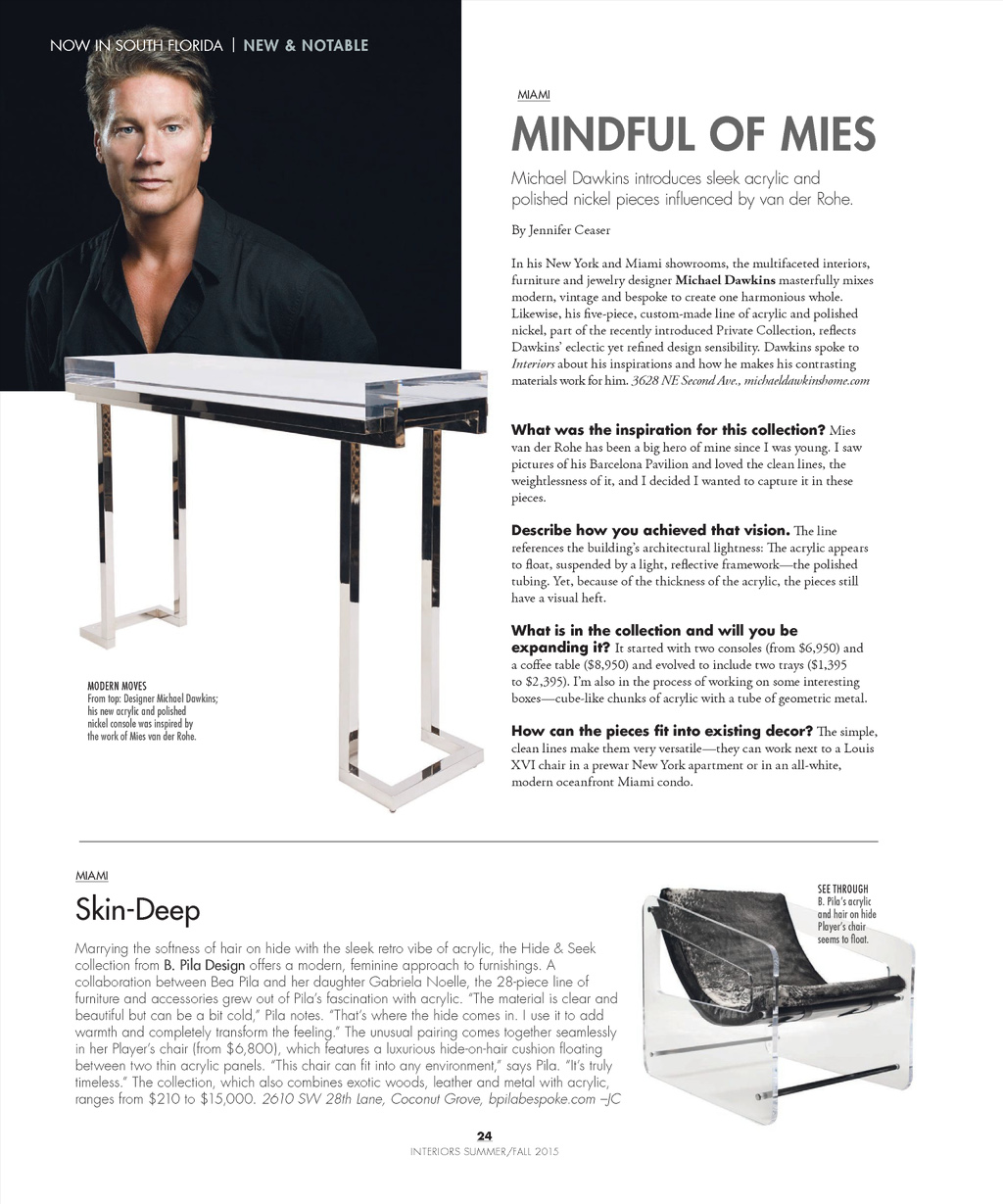 Interiors South Florida – “The Hide & Seek collection from B. Pila ...